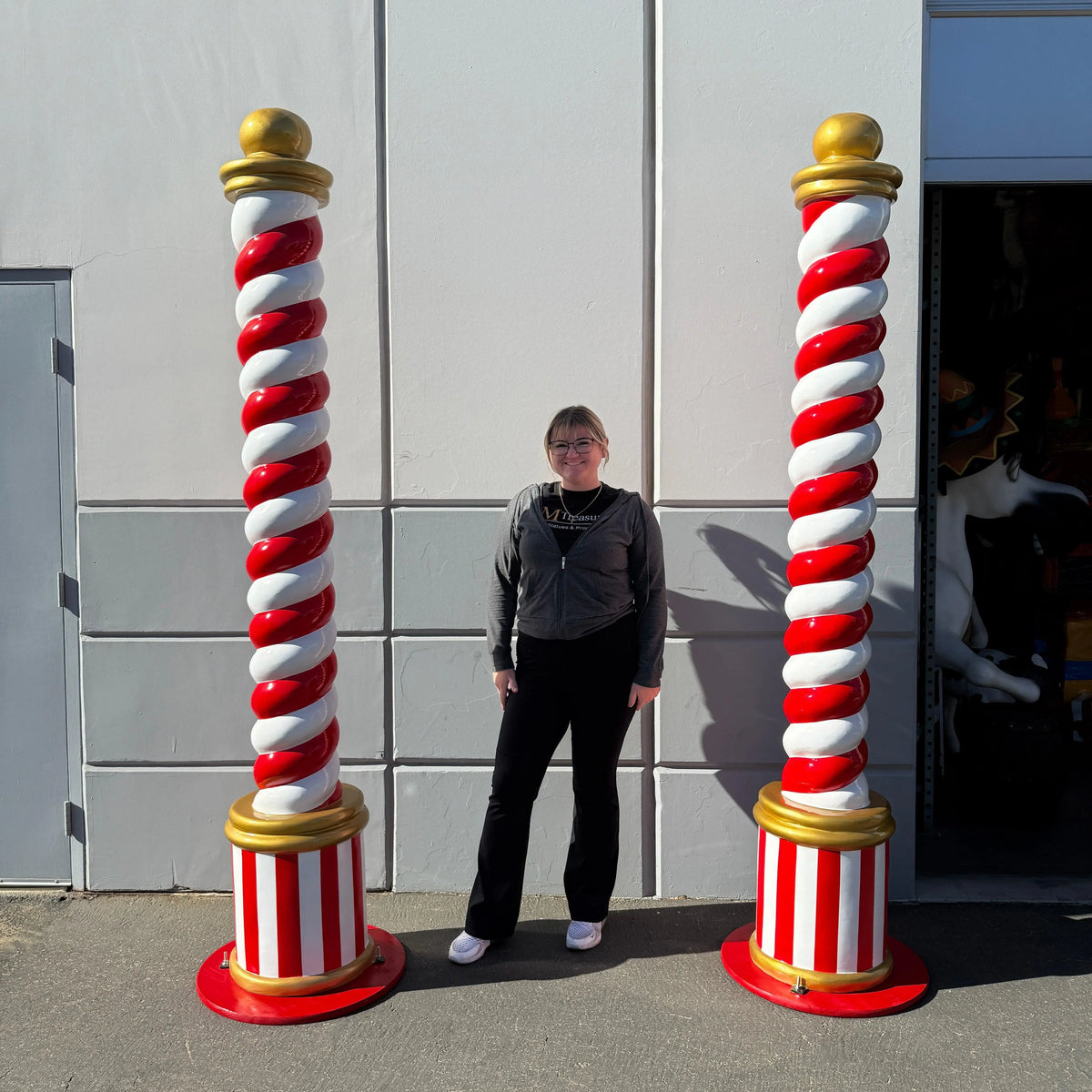 Candy Cane Twist Pillar Over Sized Statue| LM Treasures