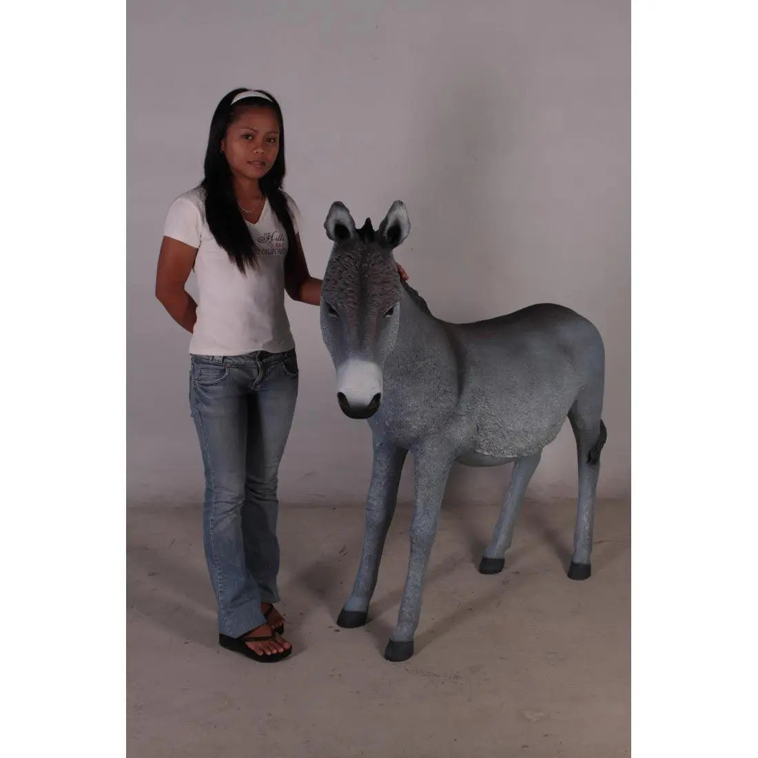 Donkey Gray No Basket Life Size Farm Animal Statue| LM Treasures