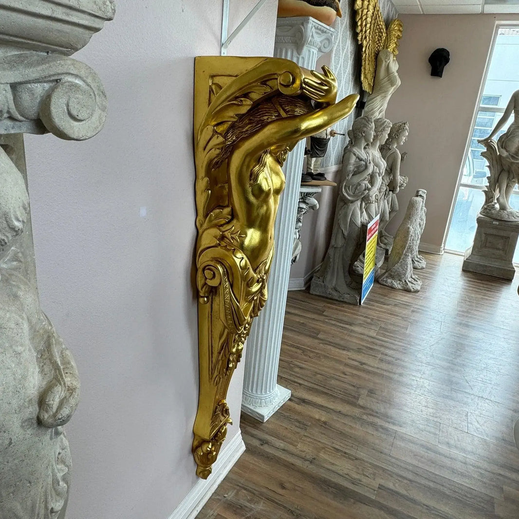 Gold Lady Column Life Size Statue – LM Treasures