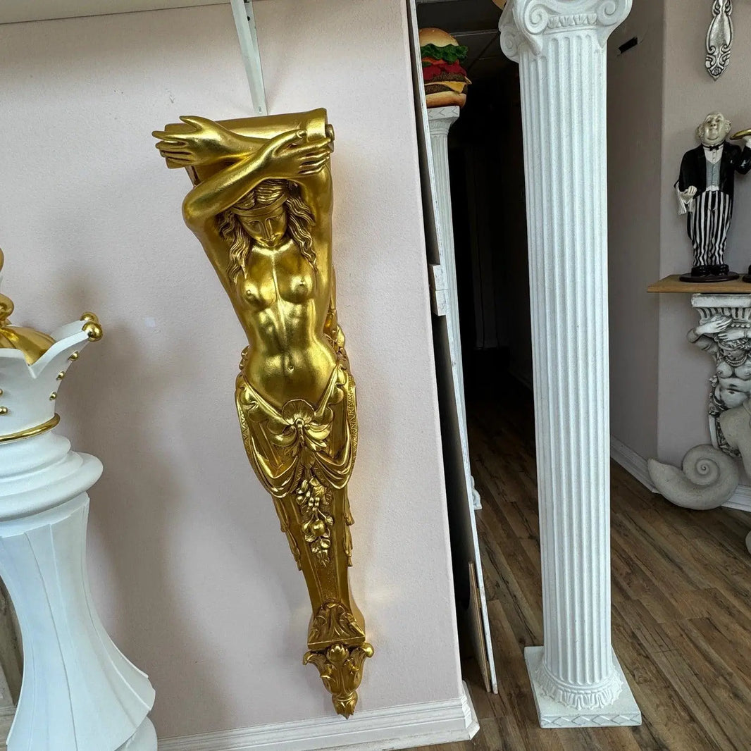 Gold Lady Column Life Size Statue – LM Treasures