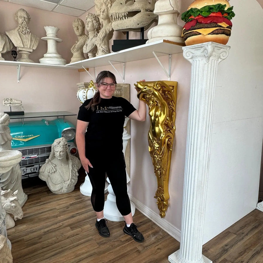 Gold Lady Column Life Size Statue| LM Treasures