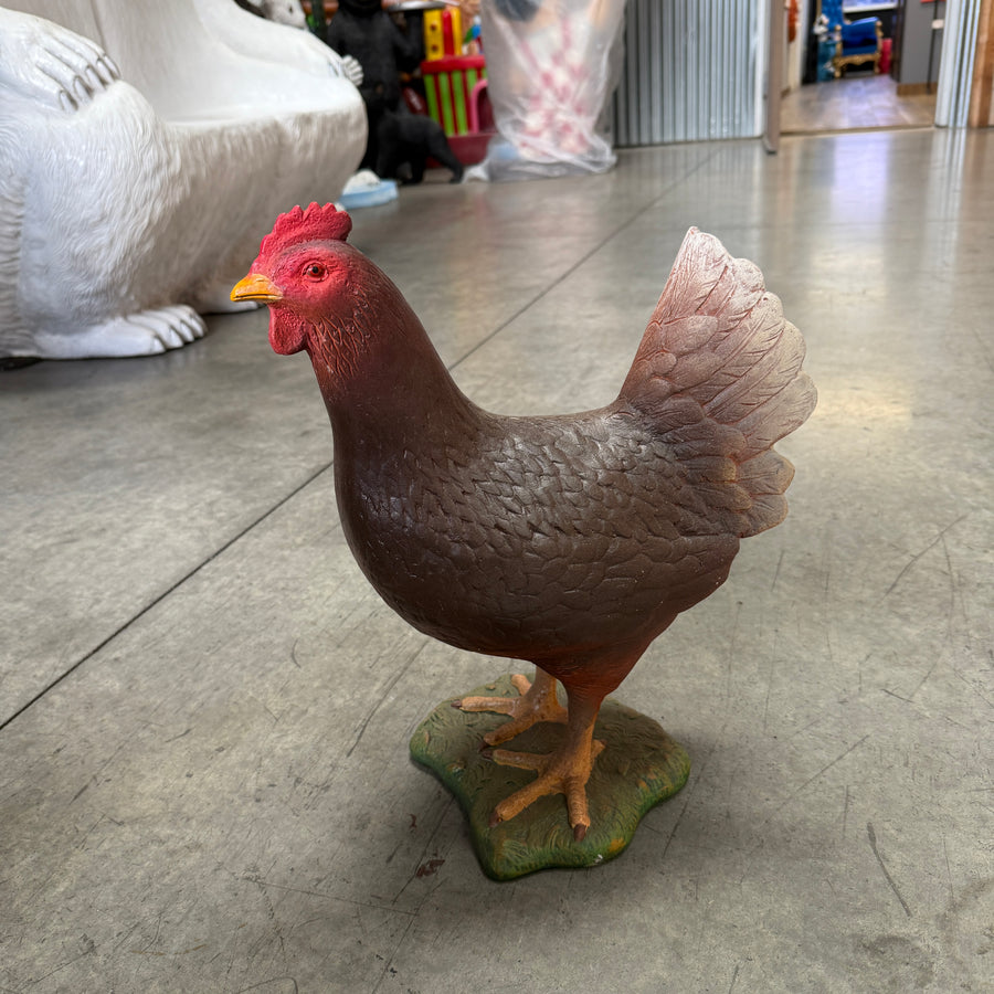 Chicken Hen Bird Statue Brown Life Size Farm Animal| LM Treasures