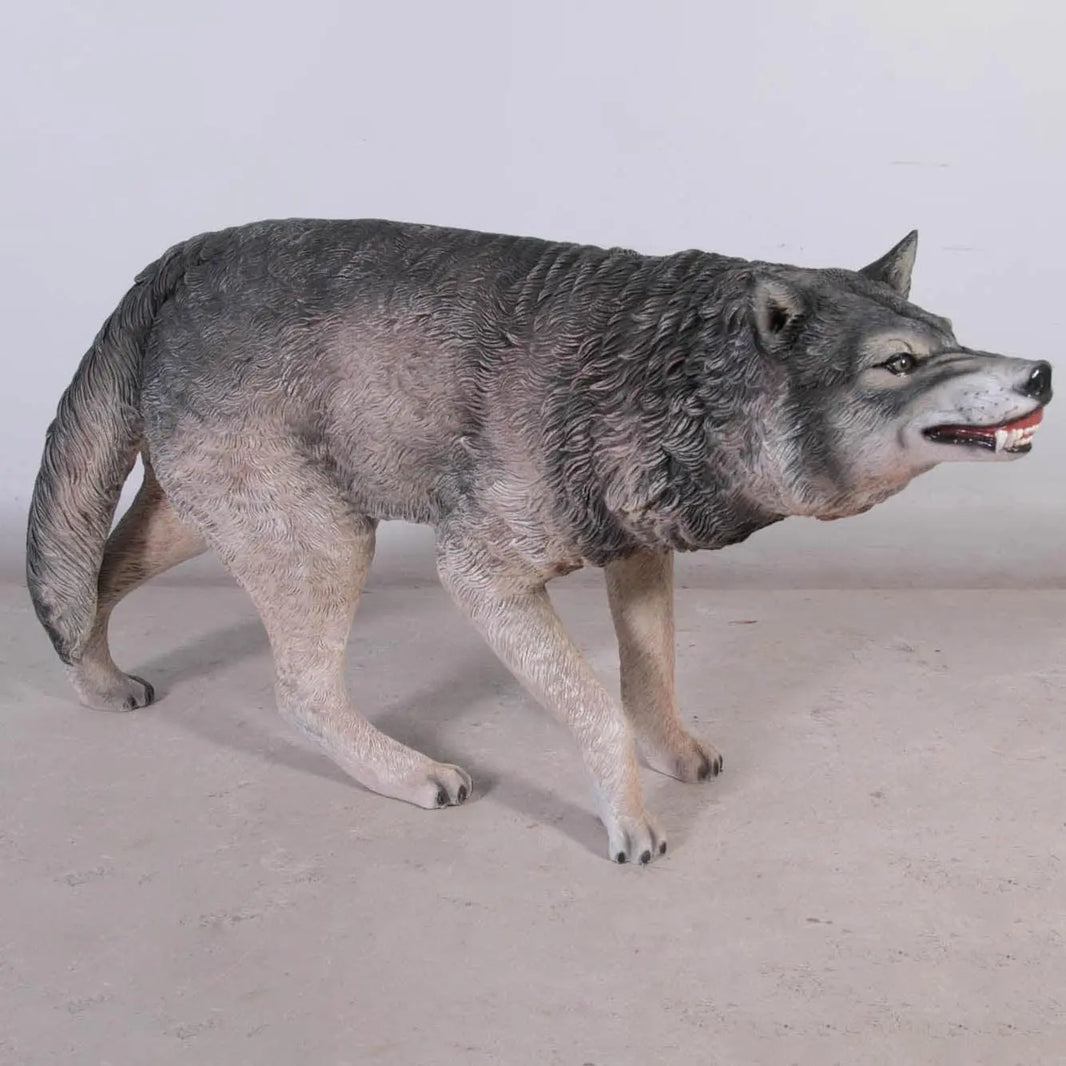 Gray Wolf Growling Wild Dog Life Size Statue Decor – LM Treasures