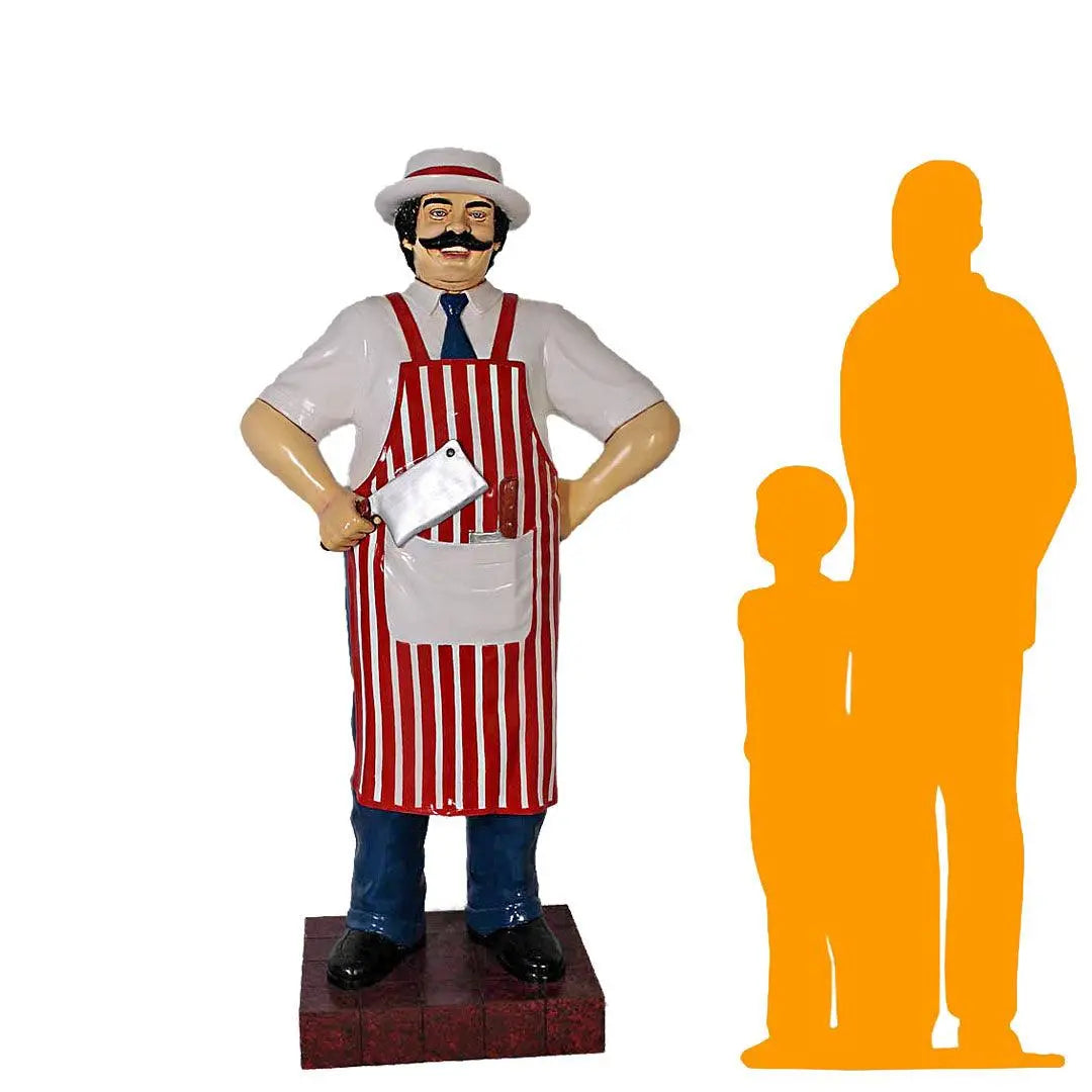 Butcher In Red Meat Cutter Man Life Size Statue Decor| LM Treasures