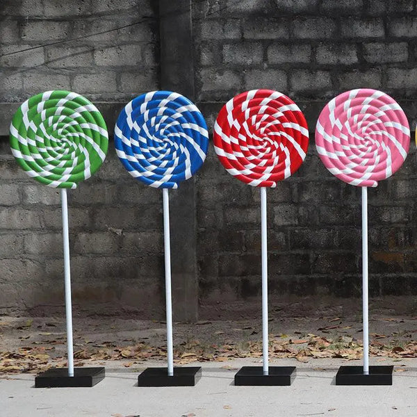 Red Swirl Lollipop Over Sized Statue | LM Treasures