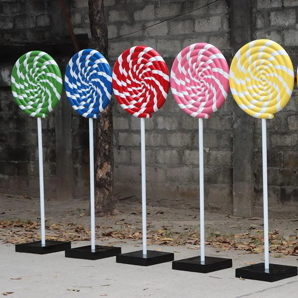Red Swirl Lollipop Over Sized Statue | LM Treasures