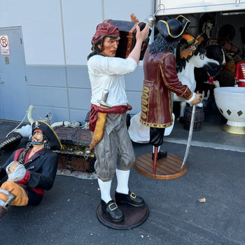 Pirate Captain with Chest Life Size Statue | LM Treasures – LM Treasures