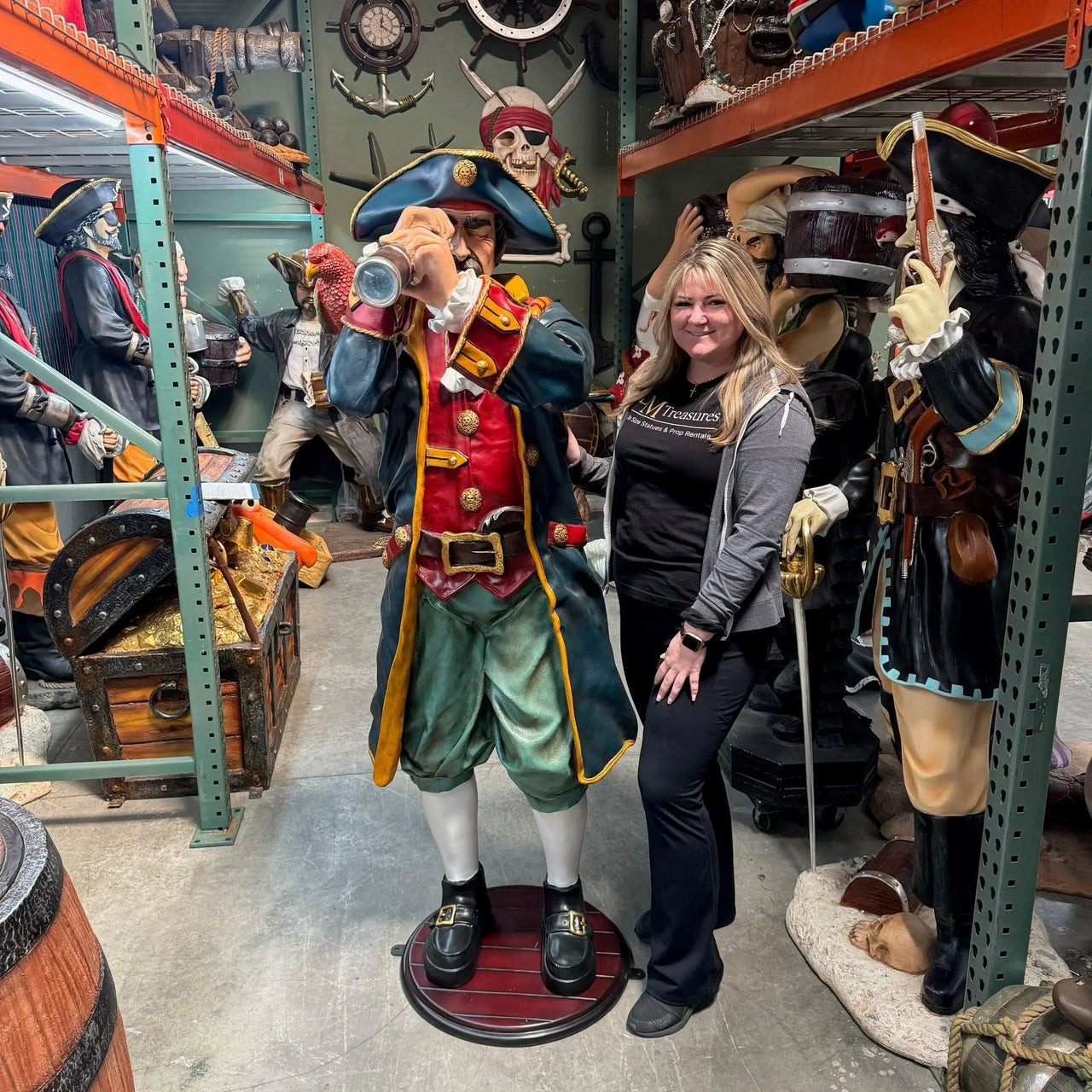 Pirate Captain With Parrot Life Size Statue – LM Treasures