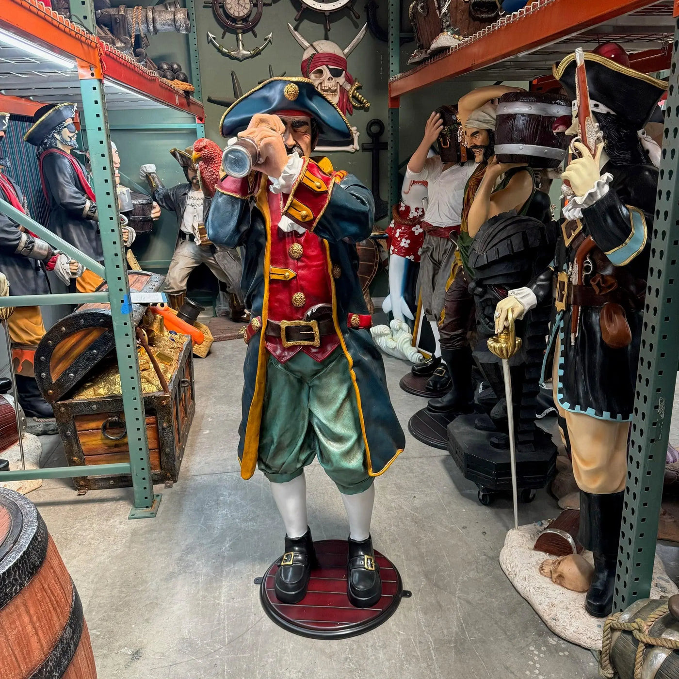 Pirate Captain With Parrot Life Size Statue – LM Treasures
