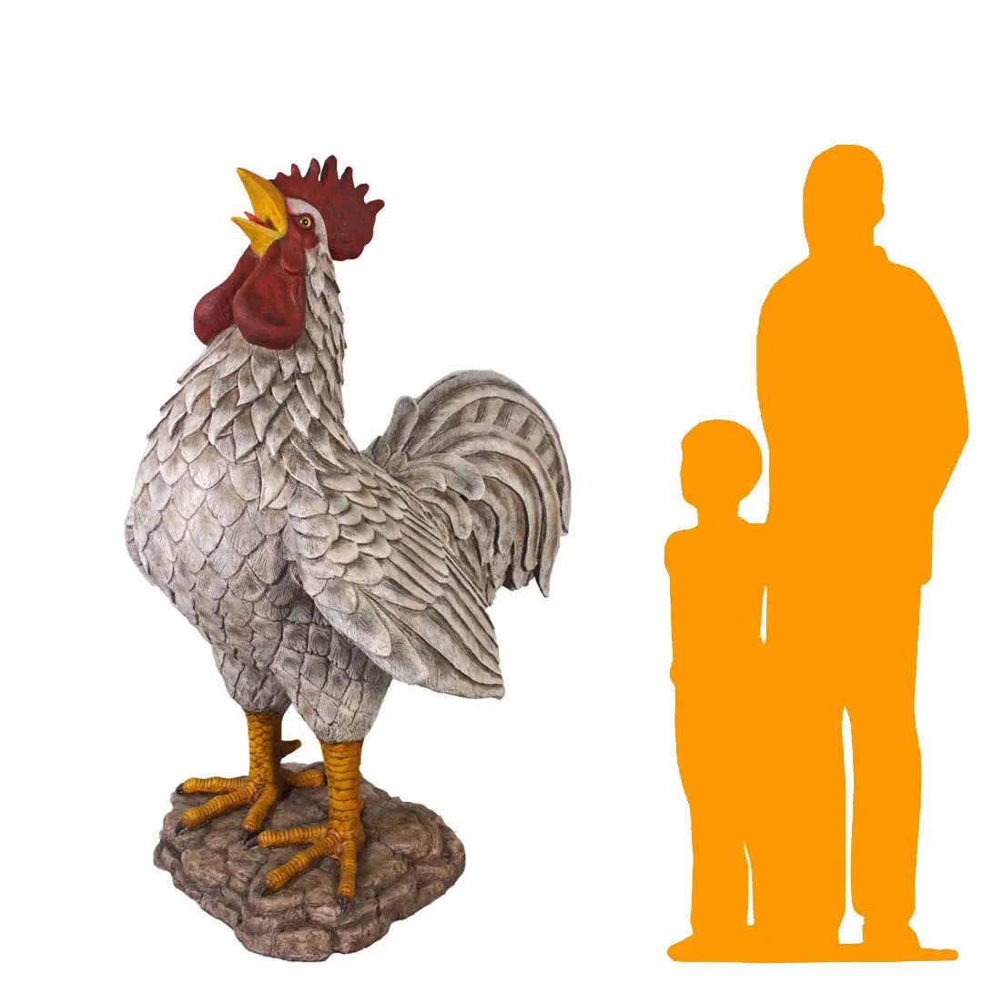 Large White Rooster Life Size Bird Farm Animal Statue| LM Treasures