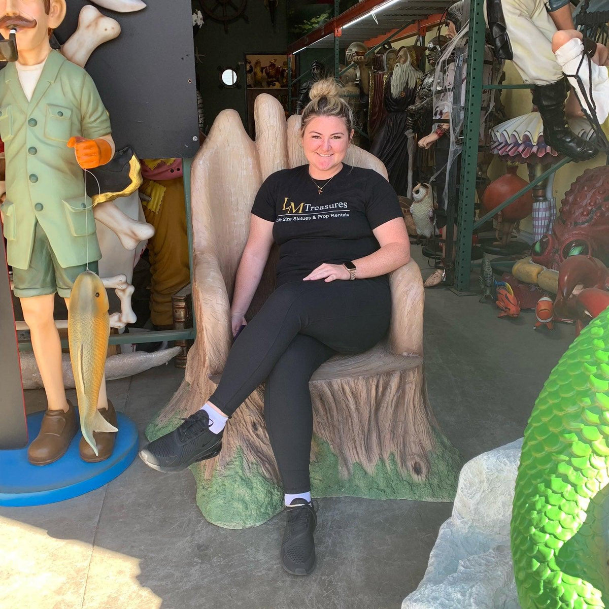 Woodland Tree Trunk Throne Stump Chair Life Size Statue| LM Treasures