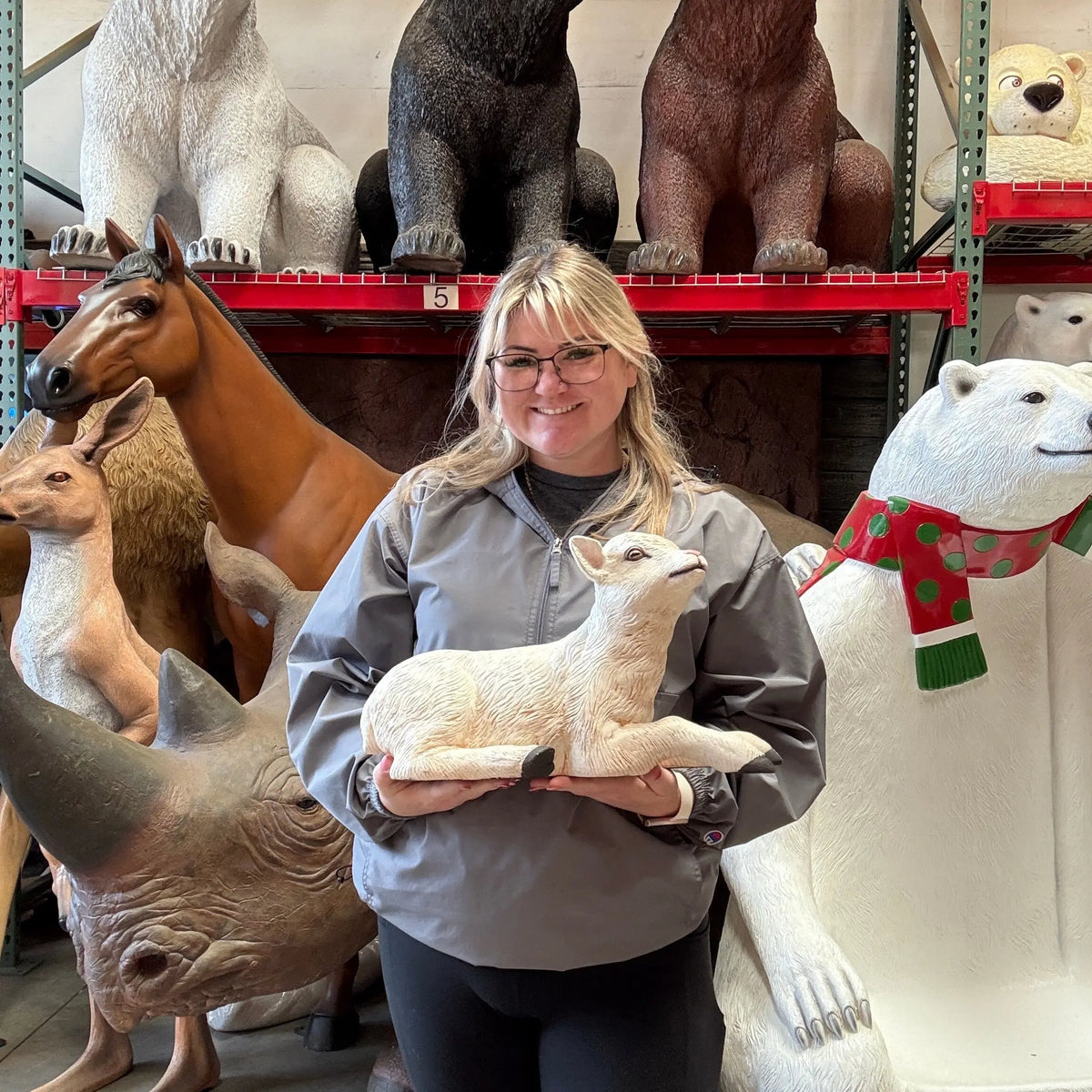 Adorable Baby Goat Laying Life Size Farm Animal Statue| LM Treasures