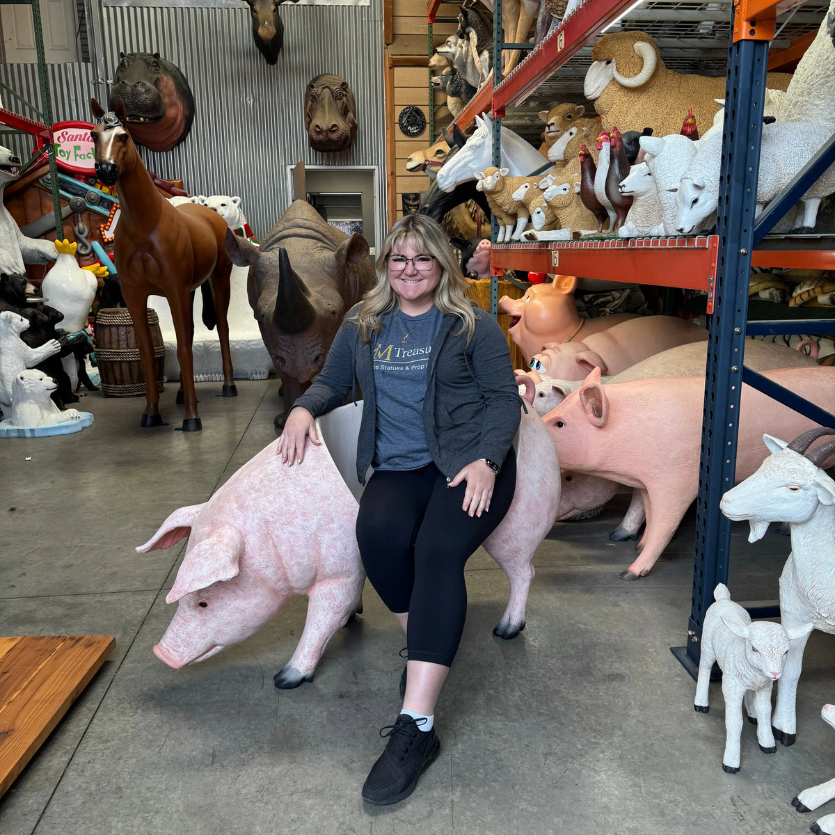 Pig Bench Sofa Couch Life Size Farm Animal Furniture Statue| LM Treasures