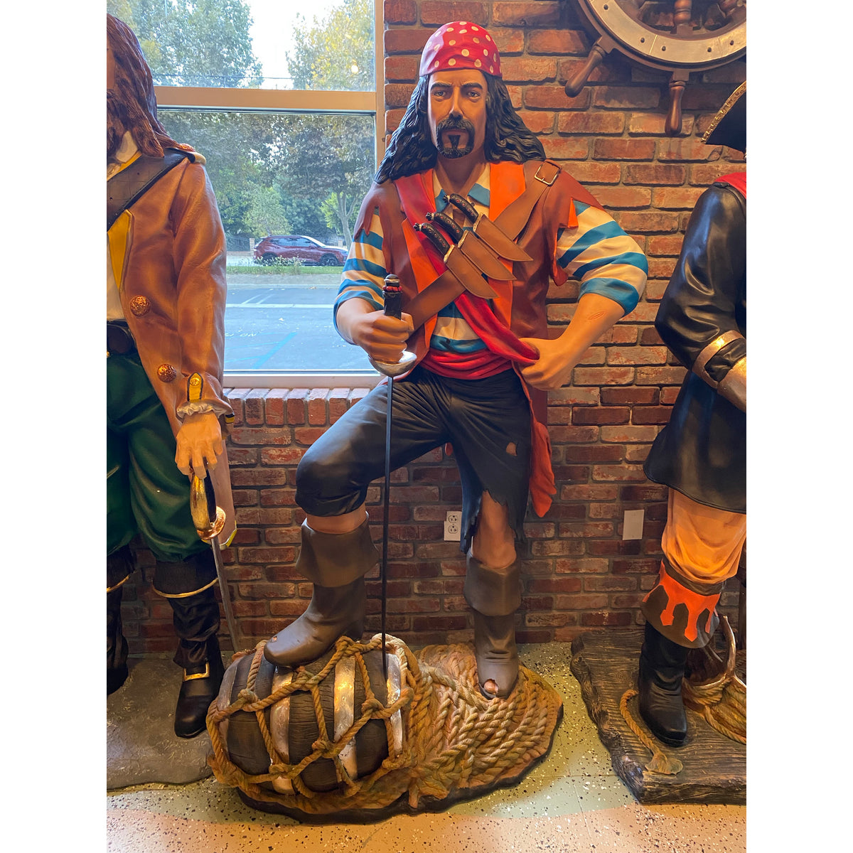 Pirate Captain With Barrel Life Size Statue | LM Treasures