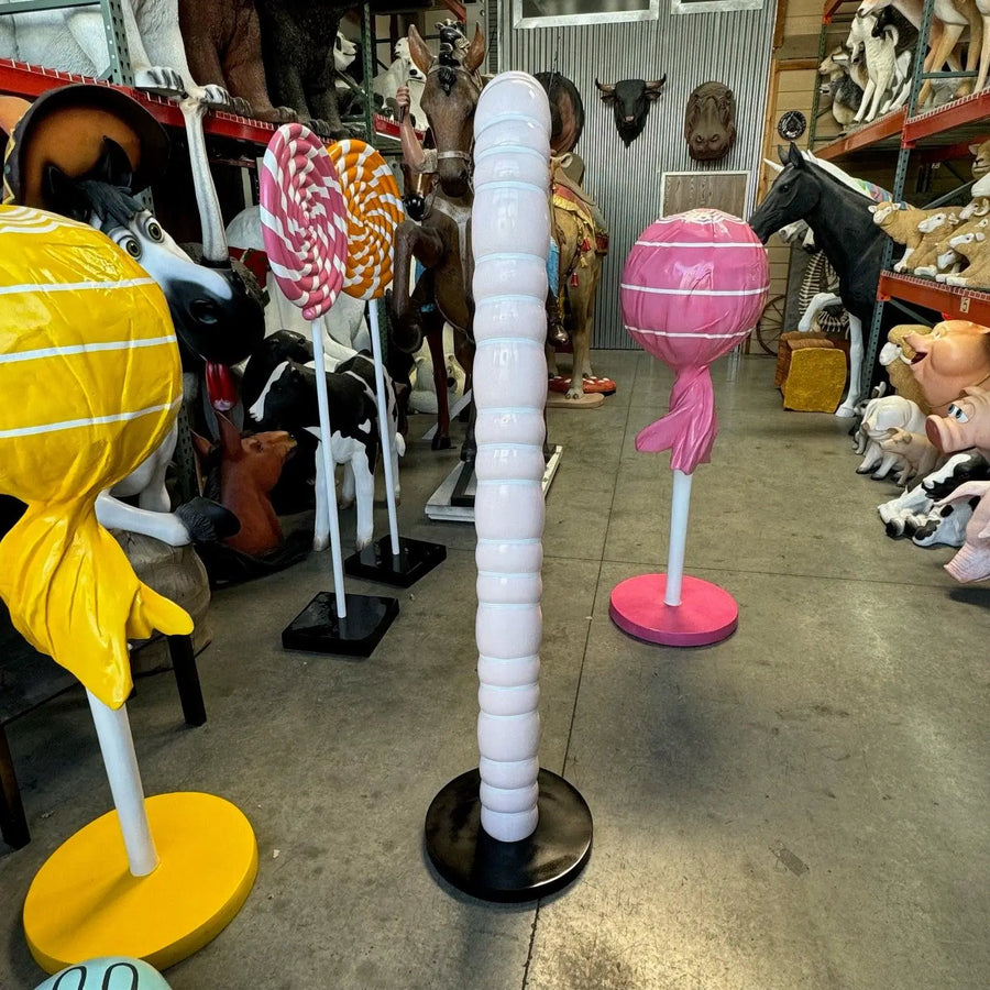 Large Pink Cushion Candy Cane Statue | LM Treasures