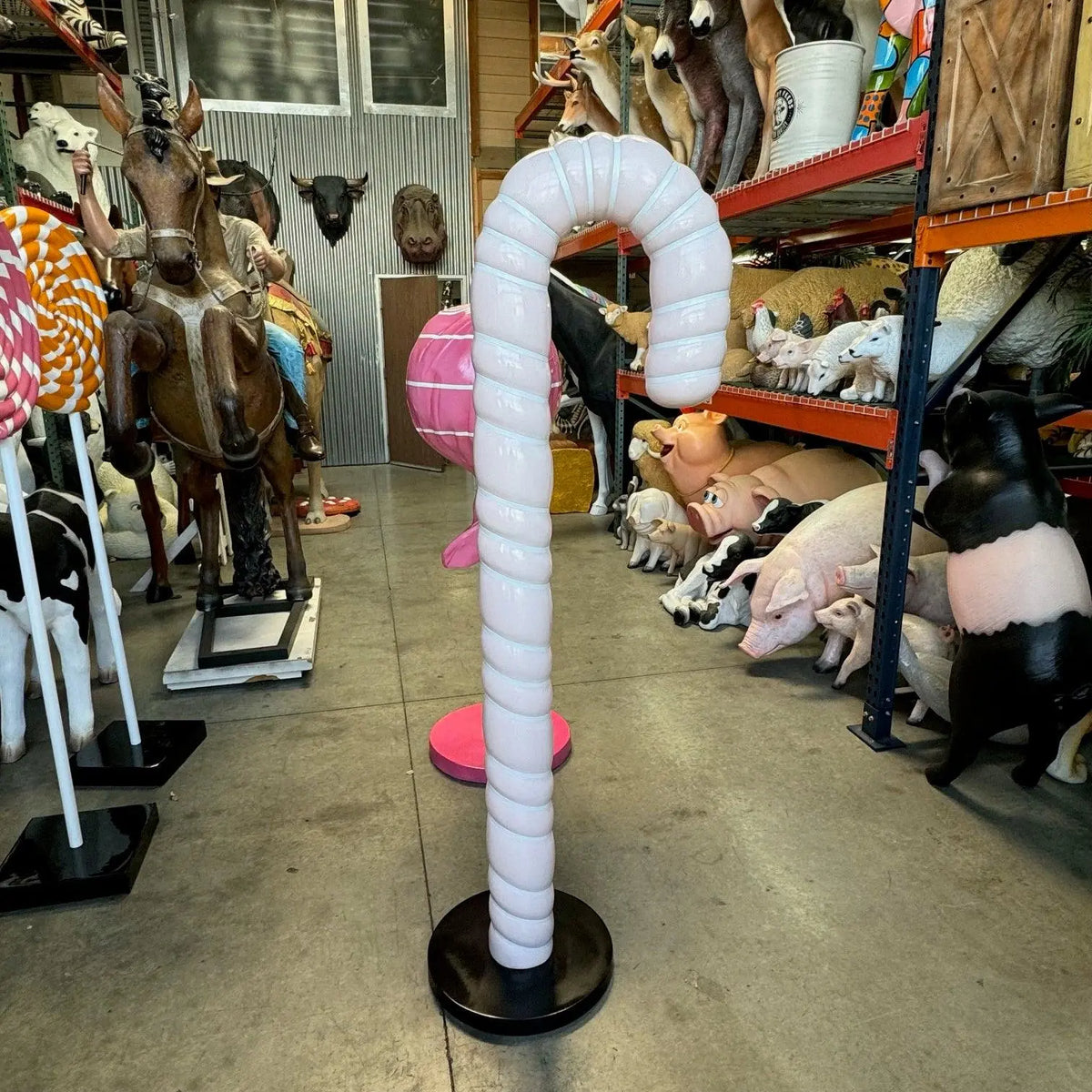 Large Pink Cushion Candy Cane Statue| LM Treasures