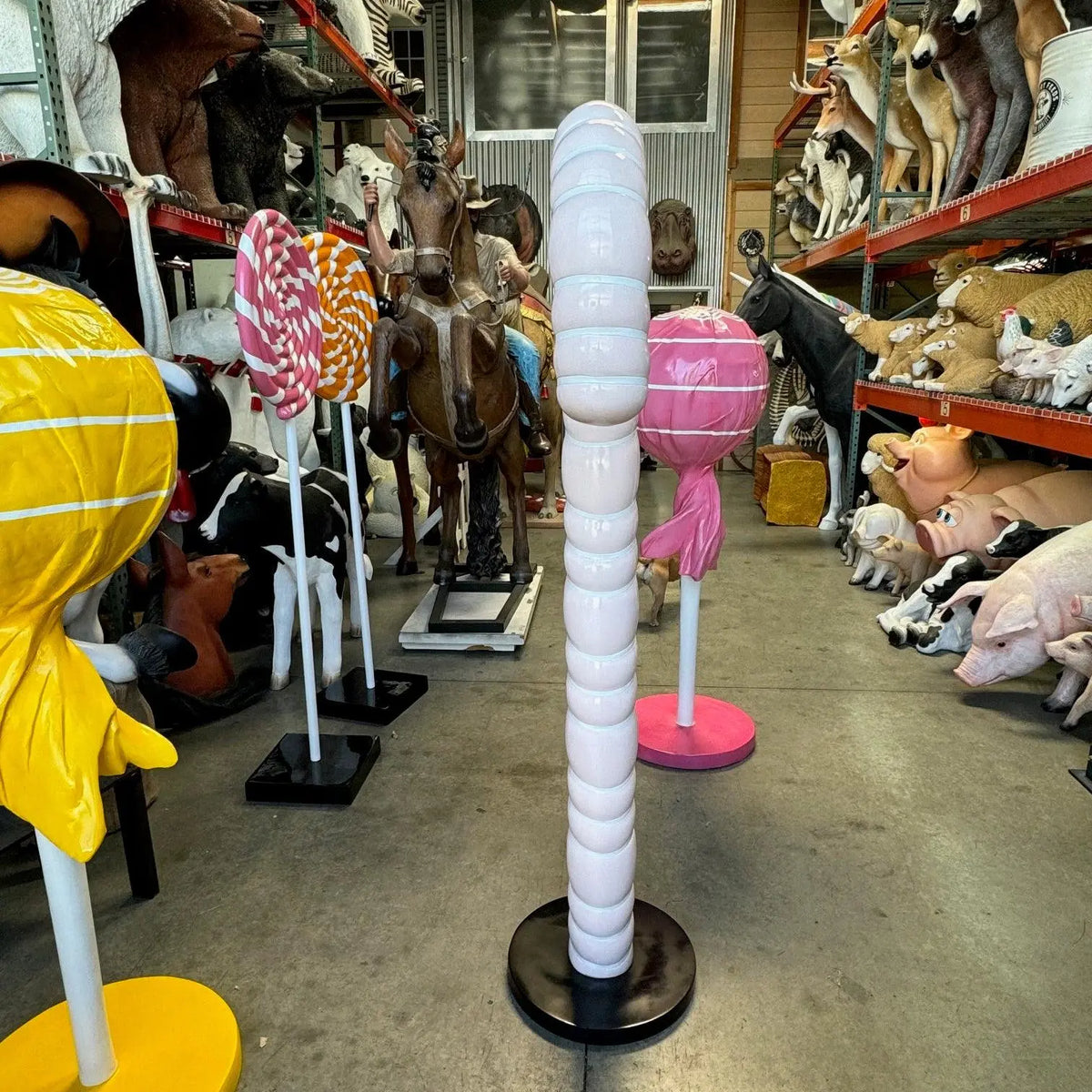 Large Pink Cushion Candy Cane Statue| LM Treasures