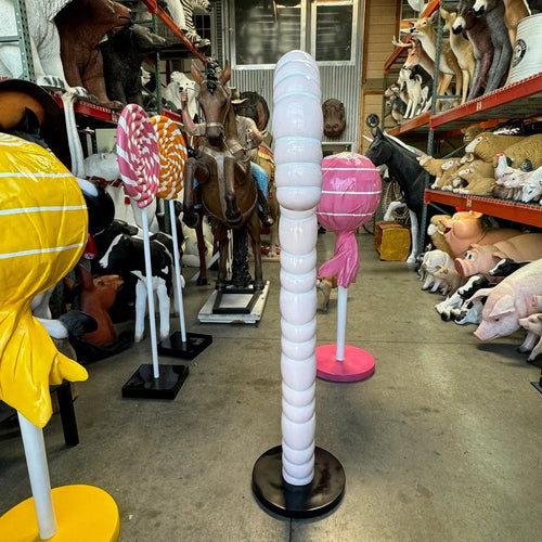 Large Pink Cushion Candy Cane Statue | LM Treasures