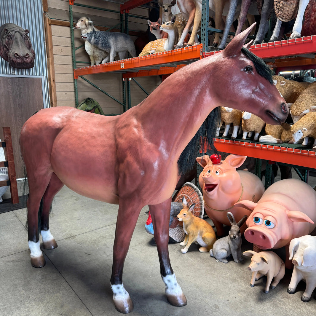 Horse Brown Life Size Animal Statue Decor | LM Treasures – LM Treasures