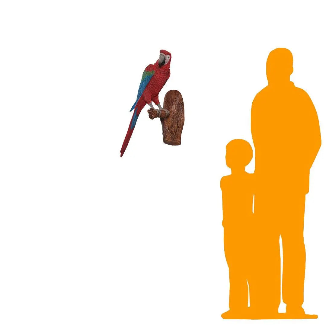 Red Macaw Parrot Wall Decor Life Size Statue | LM Treasures