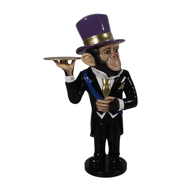 Monkey Butler Carlos Life Size Ape Waiter Animal Statue| LM Treasures