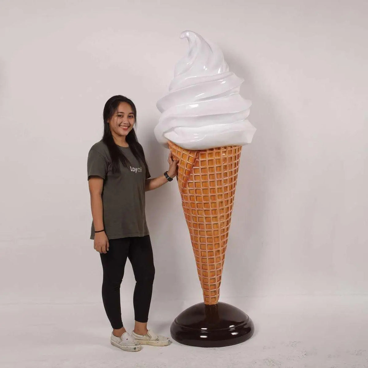 Large Plain Vanilla Soft Serve Ice Cream Statue | LM Treasures