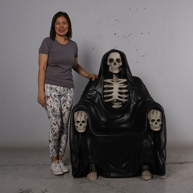 Skeleton Reaper Throne Life Size Chair Statue | LM Treasures