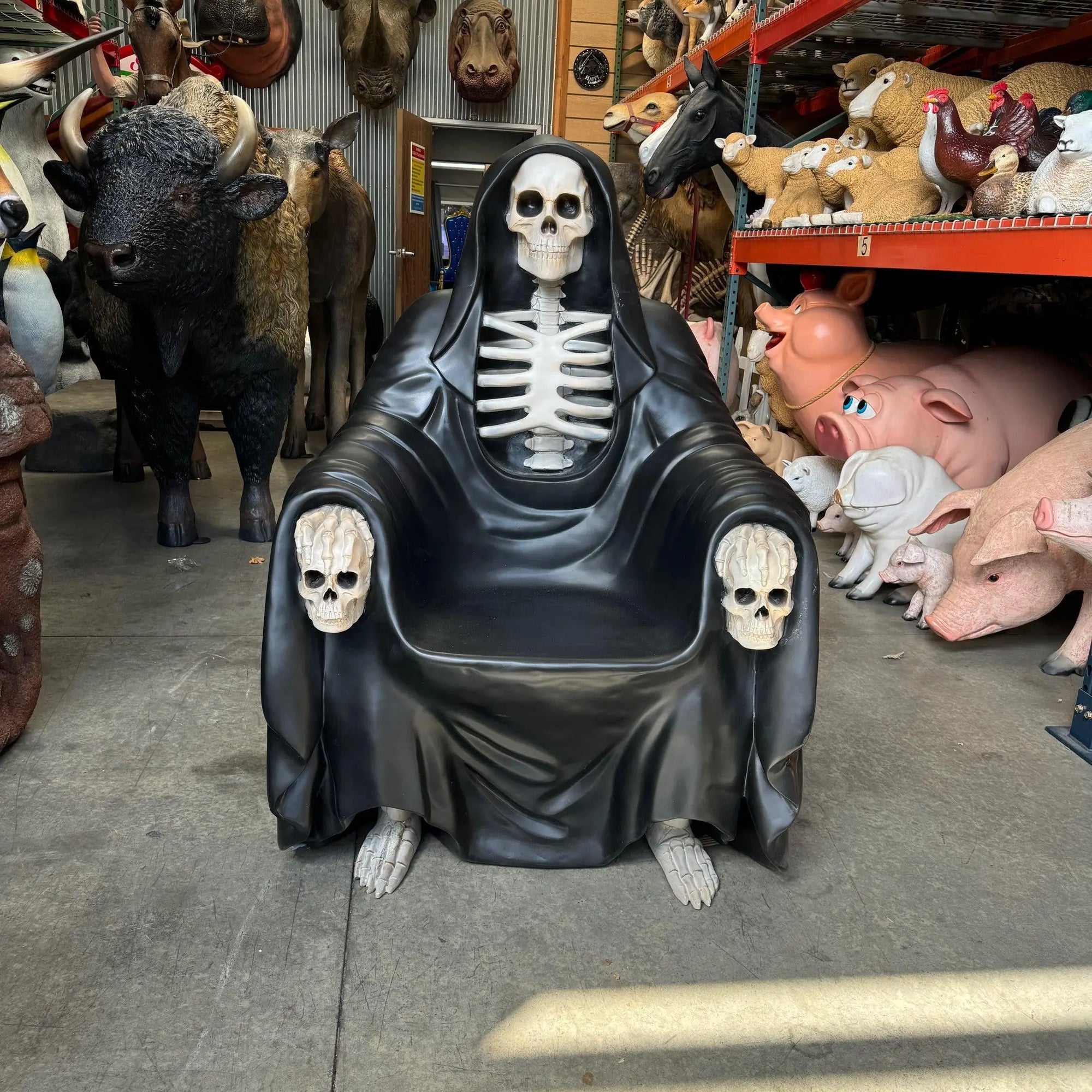 Skeleton Reaper Throne Life Size Chair Statue| LM Treasures