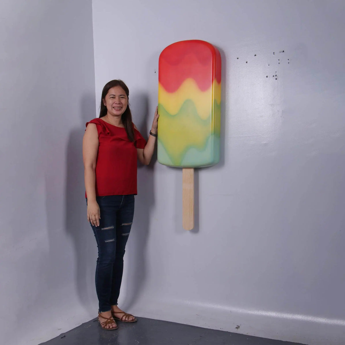 Small Hanging Rainbow Ice Cream Popsicle Statue | LM Treasures