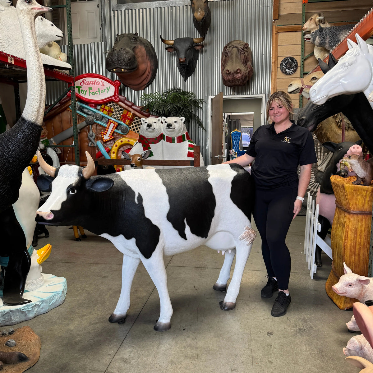 Holstein Cow Life Size Farm Animal Statue Decor Prop| LM Treasures