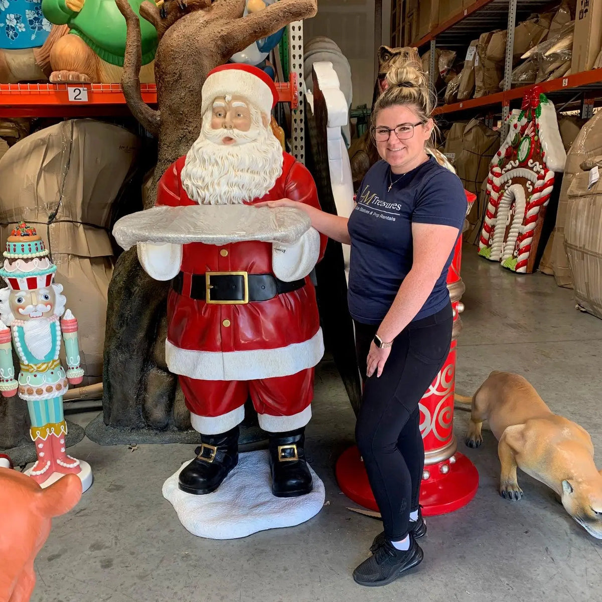 Santa Claus With Tray Life Size Statue| LM Treasures