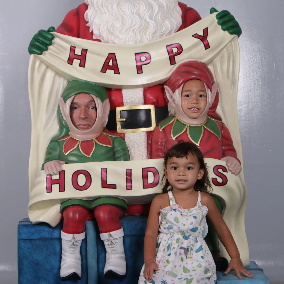 Santa Claus Happy Holidays Photo Op Life Size Statue – LM Treasures