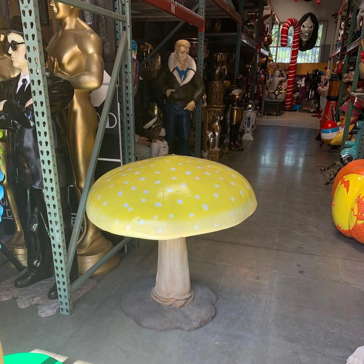 Large Yellow Mushroom Over Sized Statue | LM Treasures