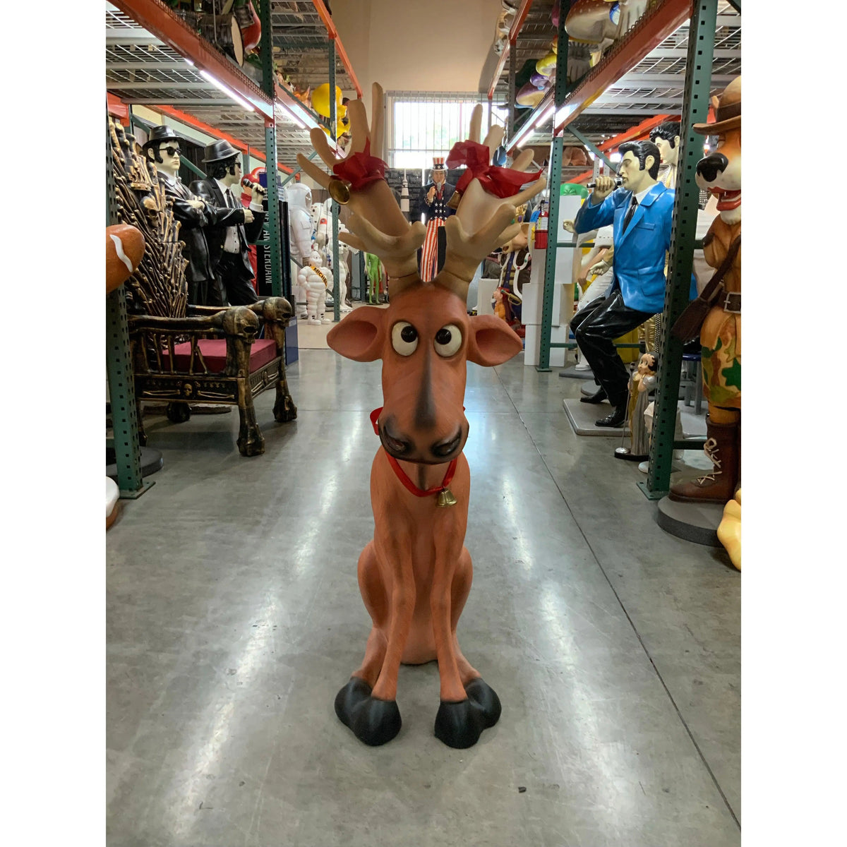 Sitting Funny Reindeer Statue | LM Treasures
