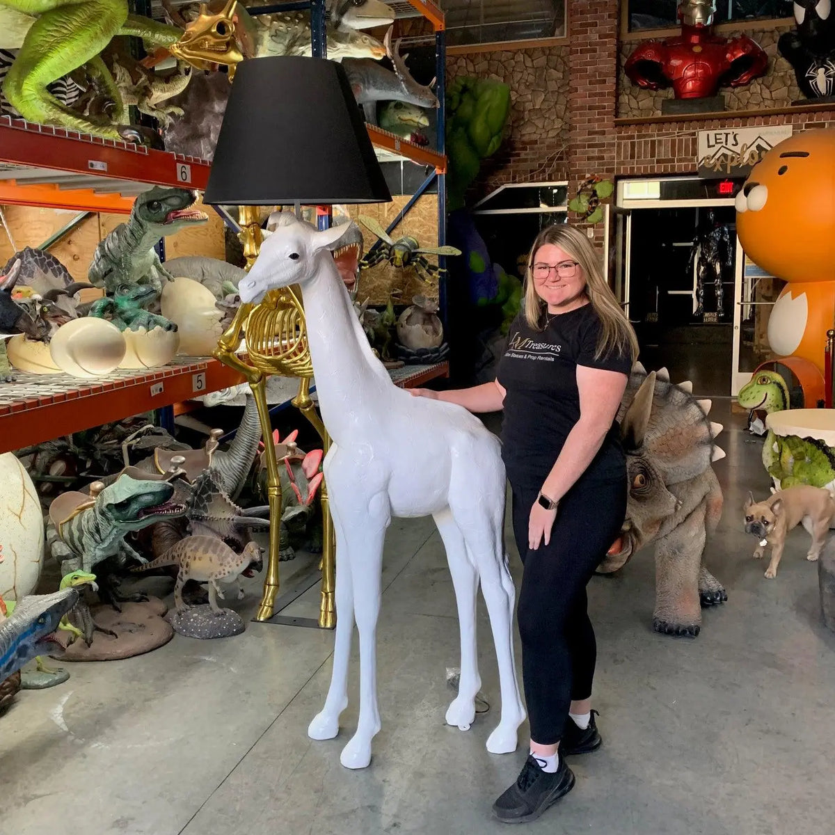 White Baby Giraffe Lamp Lighting Safari Animal Statue| LM Treasures