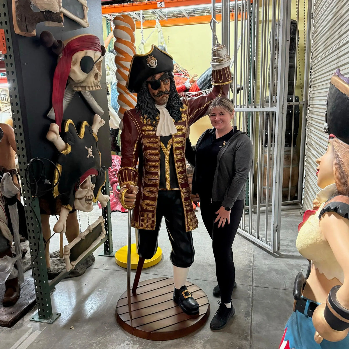 Pirate Captain Hook Wooden Leg Life Size Statue| LM Treasures