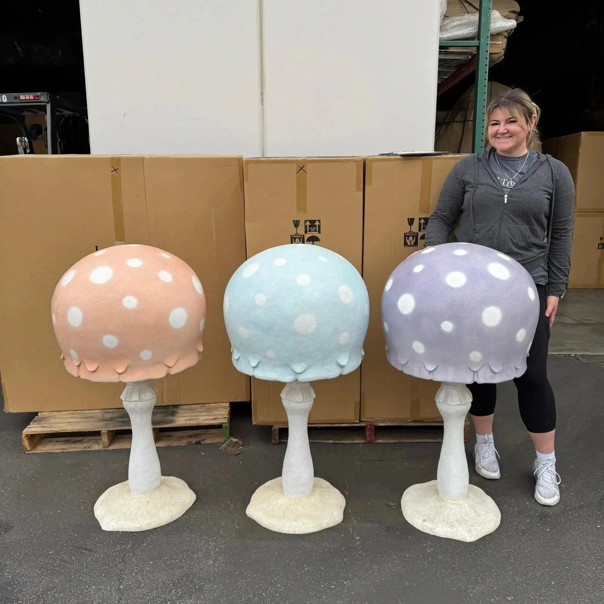 Large Pastel Peach Round Mushroom Statue Fairy Decor| LM Treasures