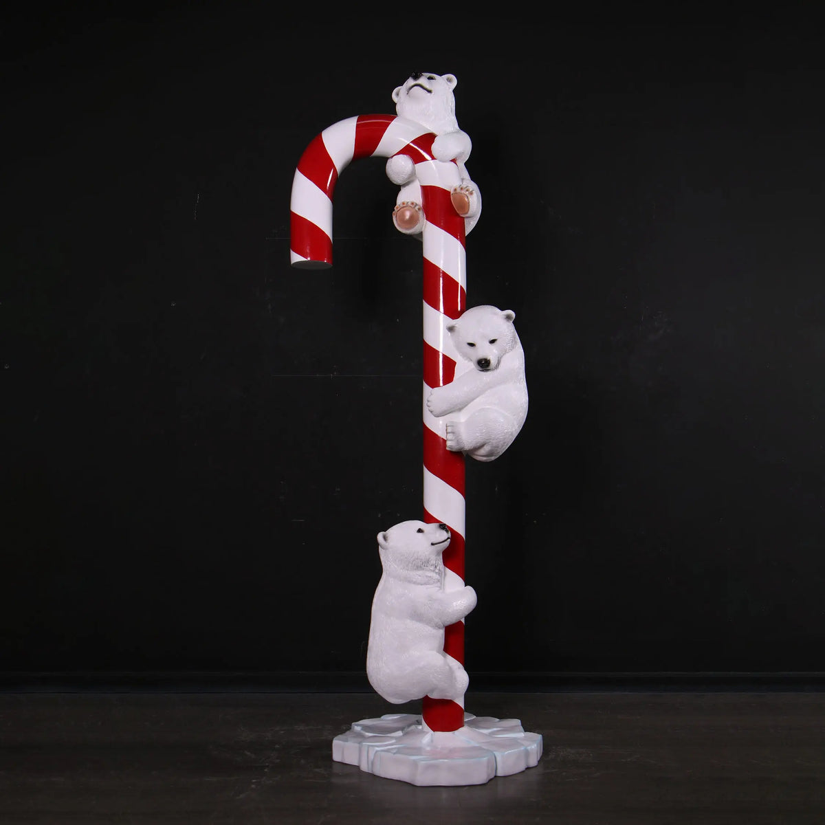 Polar Bear Cubs on Candy Cane Statue| LM Treasures