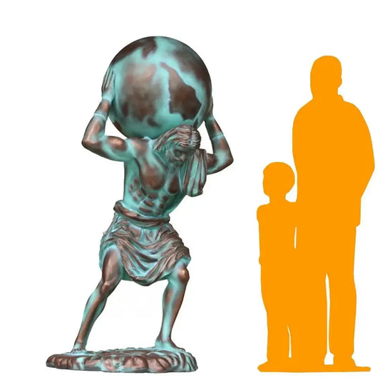 Atlas Man Carrying World Life Size Patinaed Iconic Statue – LM Treasures