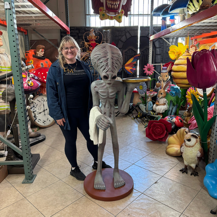 Huge Brain Alien Butler Life Size Statue| LM Treasures