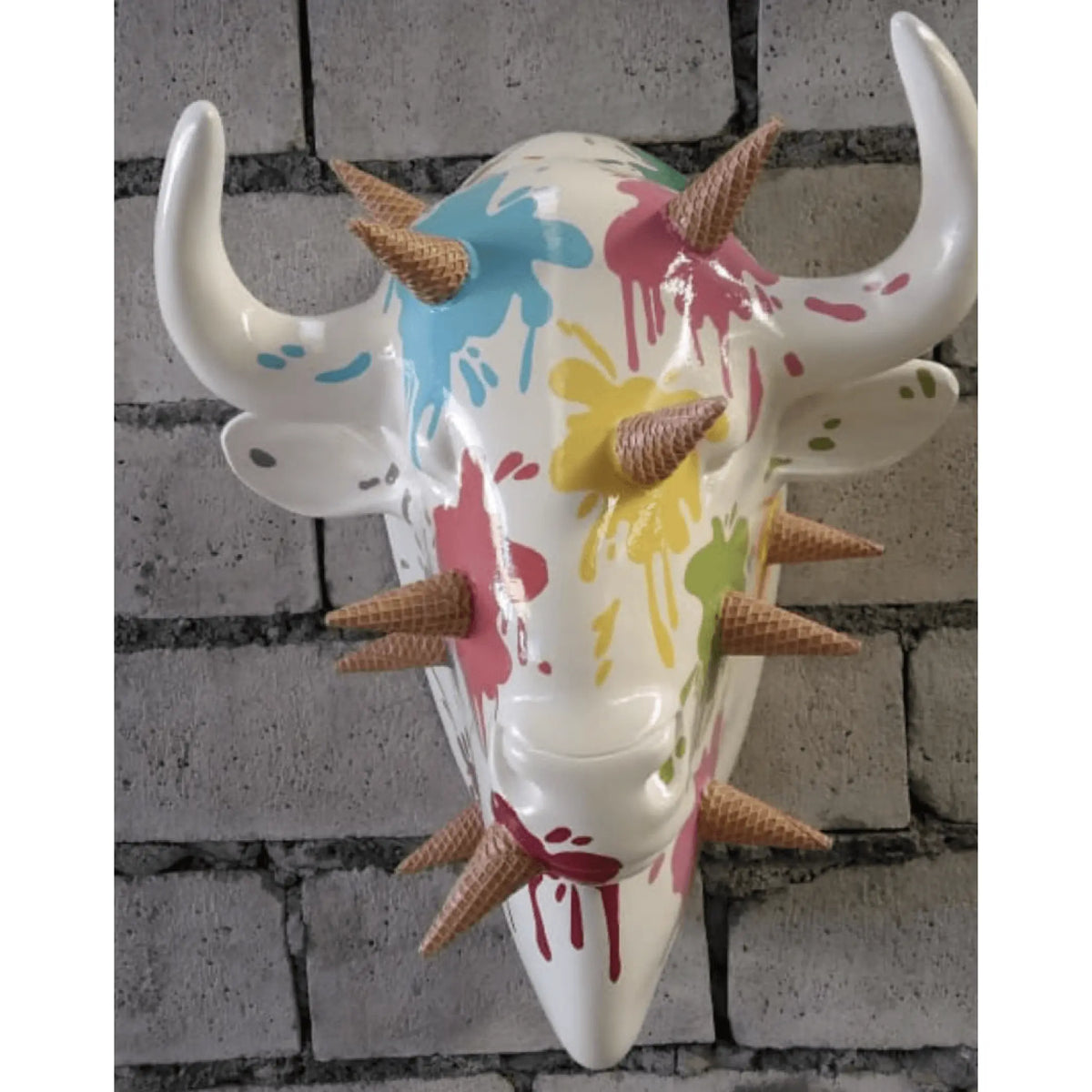 Ice Cream Buffalo Bison Head Animal Statue Wall Decor| LM Treasures