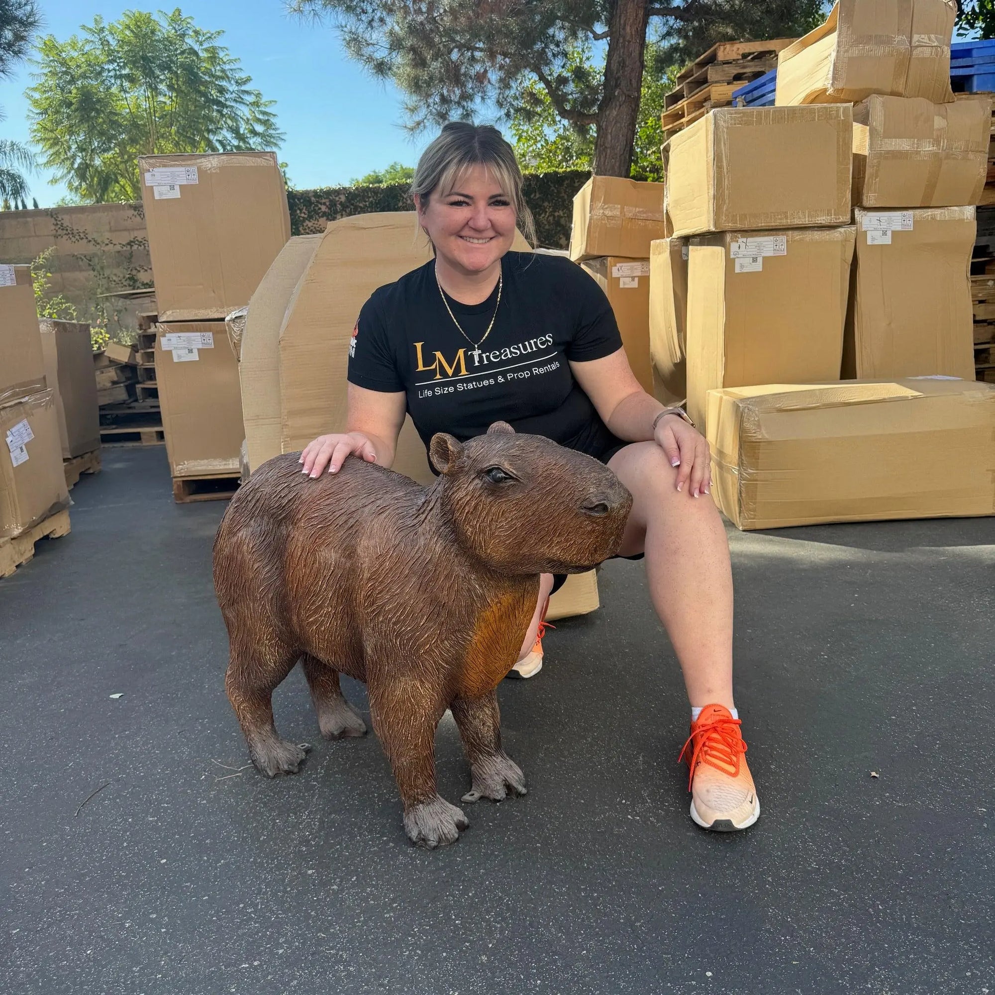 Greater Capybara Mama Life Size Largest Rodent Statue| LM Treasures