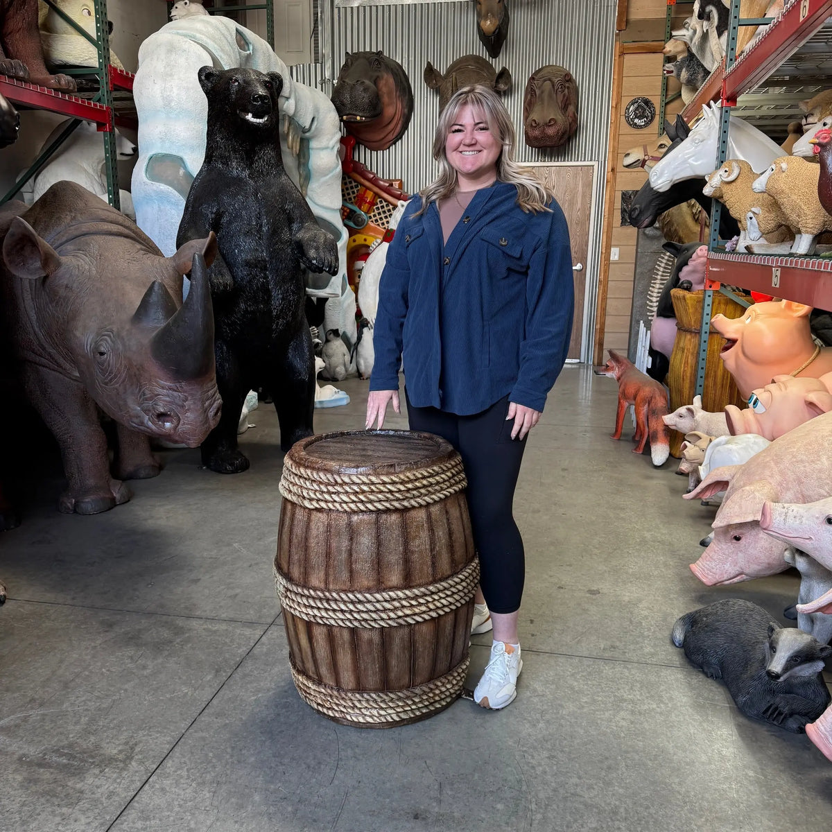 Barrel With Rope Life Size Statue| LM Treasures