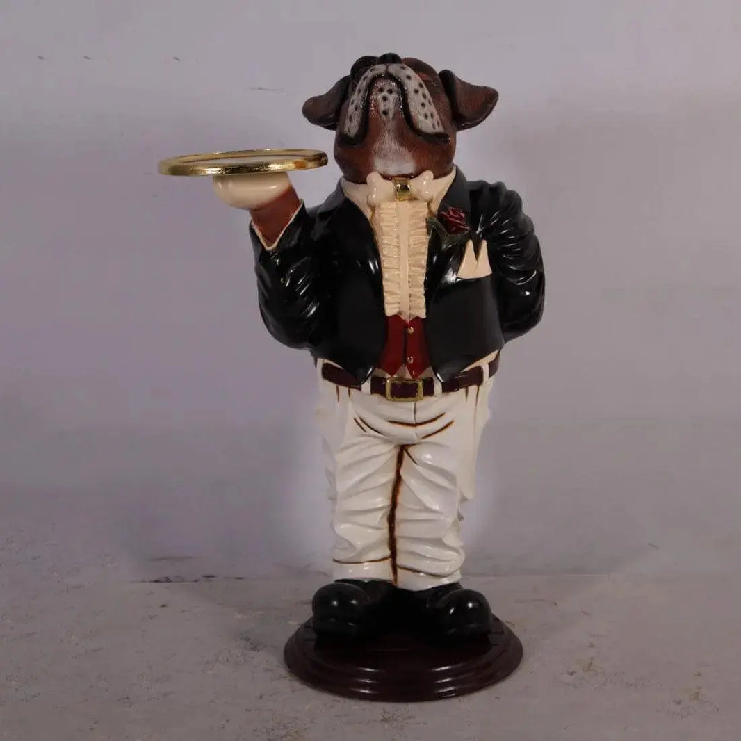 Large Bulldog Boxer Butler Dog Animal Waiter Statue – LM Treasures