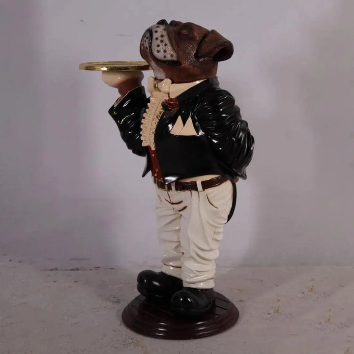 Large Bulldog Boxer Butler Dog Animal Waiter Statue – LM Treasures