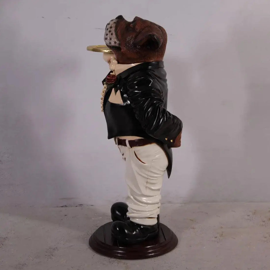 Large Bulldog Boxer Butler Dog Animal Waiter Statue – LM Treasures
