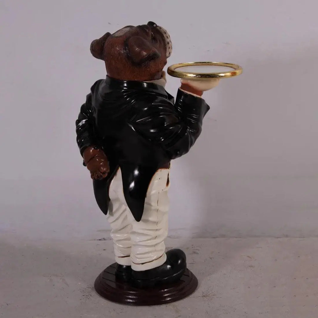 Large Bulldog Boxer Butler Dog Animal Waiter Statue – LM Treasures