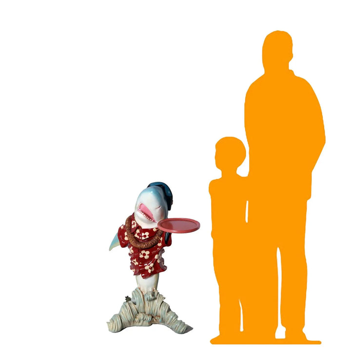 Small Shark Butler with Tray Life Size Predator Statue – LM Treasures
