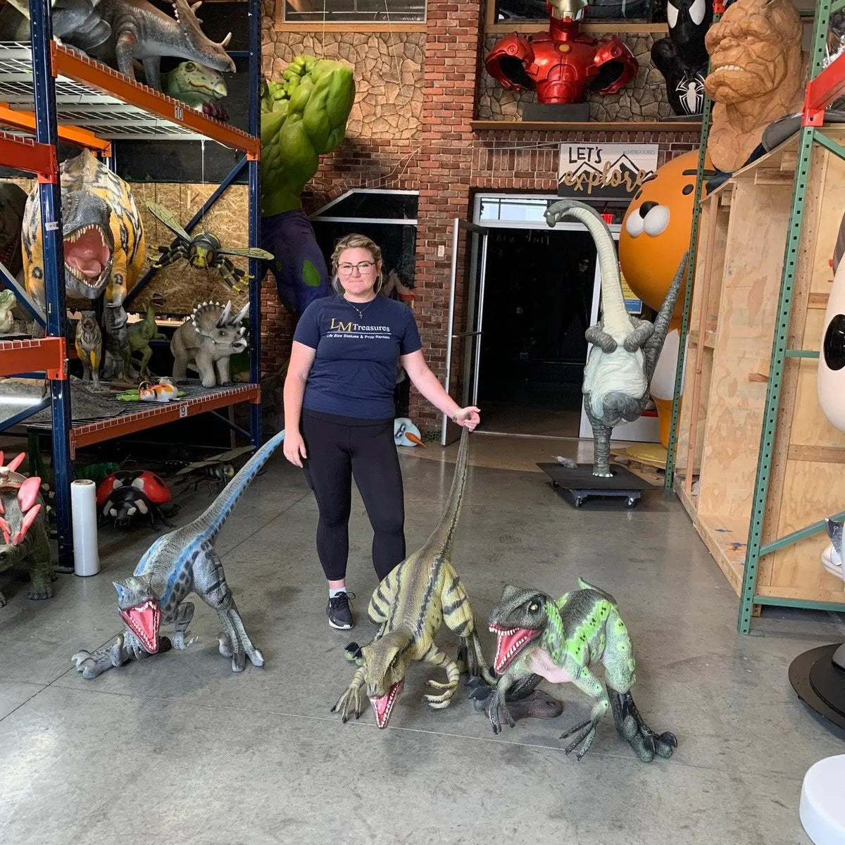 Velociraptor Baby Thunder Dinosaur Life Size Statue| LM Treasures