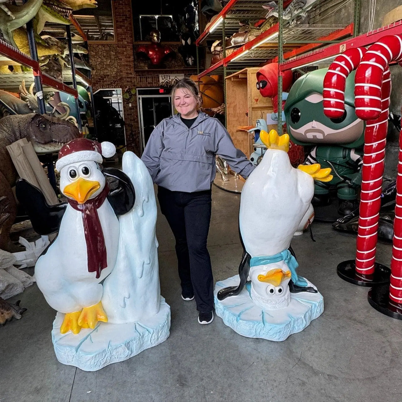 Comic Upside Down Penguin Over Size Arctic Animal Statue – LM Treasures
